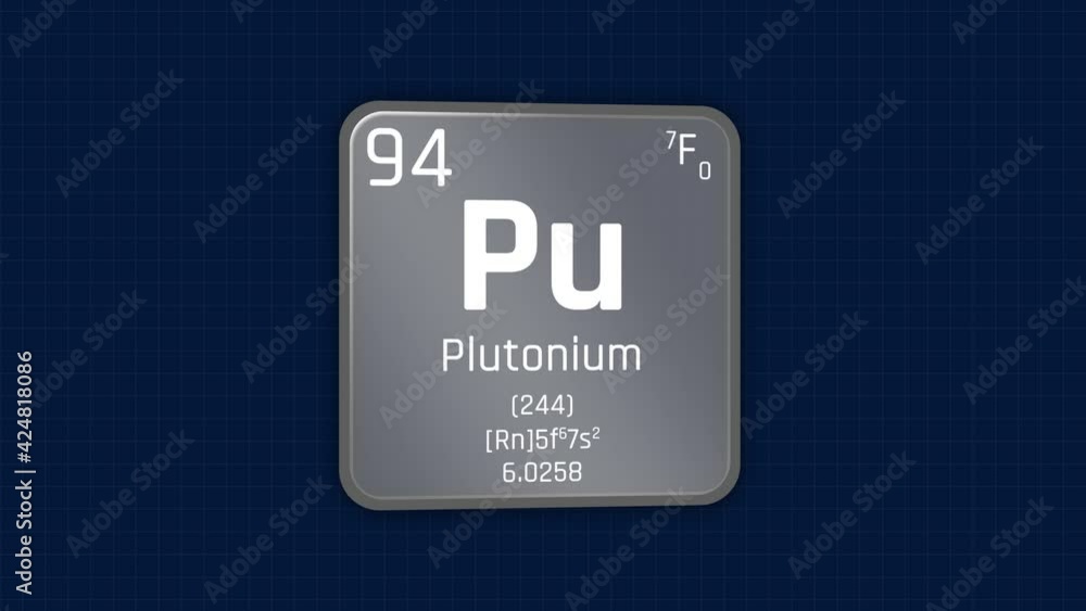 Plutonium or Pu Element Periodic Table Animation on Grid Background and ...