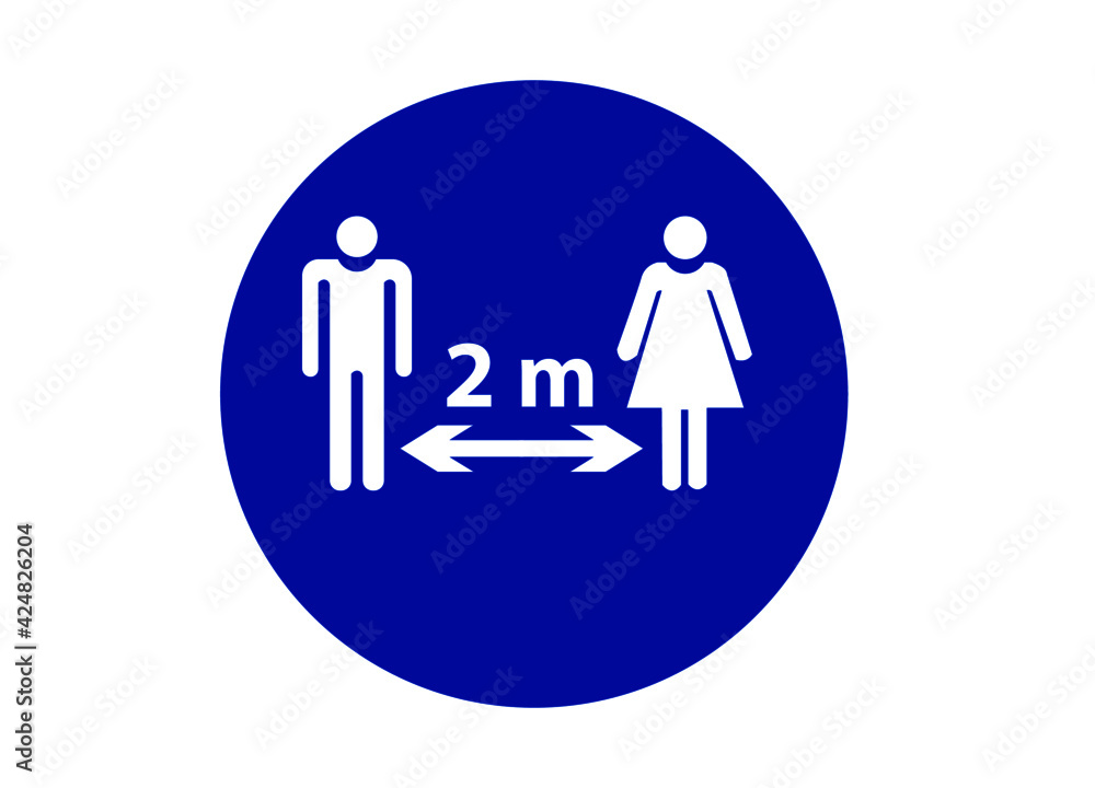 Maintain Distancing 2m Symbol, Vector Illustration, Isolated On White ...