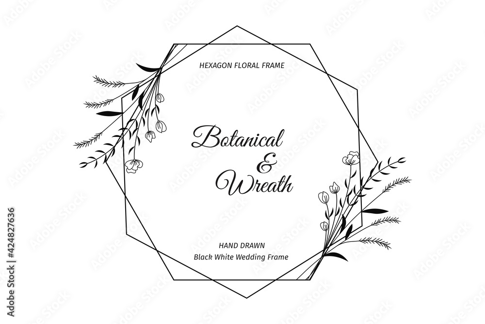 Hexagon Floral Frame, Wreath Vector Illustration Stock Vector | Adobe Stock Hexagon Floral Frame, Wreath Vector Illustration Stock Vector | Adobe Stock
