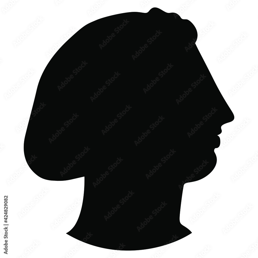 Head in profile of a beautiful ancient Greek woman. Female portrait ...