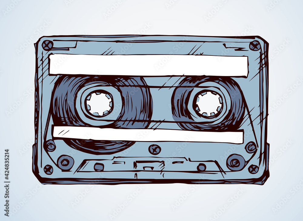 Cassette. Vector drawing Stock Vector | Adobe Stock
