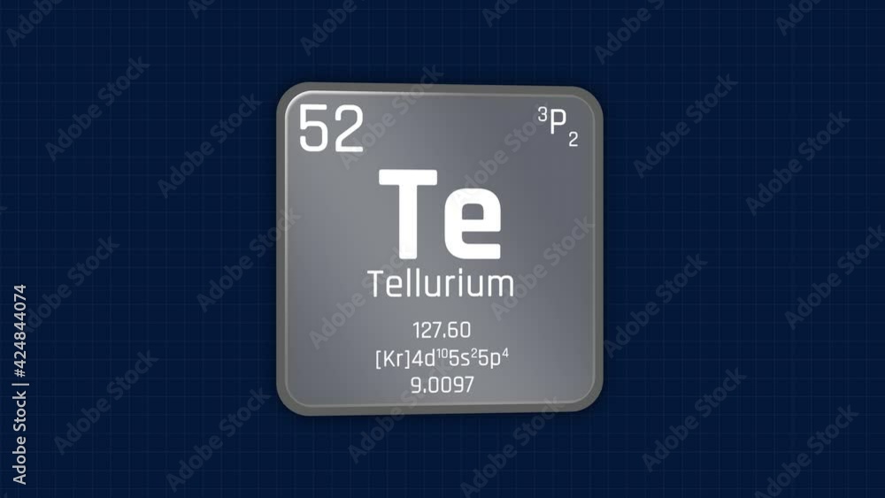 Tellurium or Te Element Periodic Table Animation on Grid Background and ...
