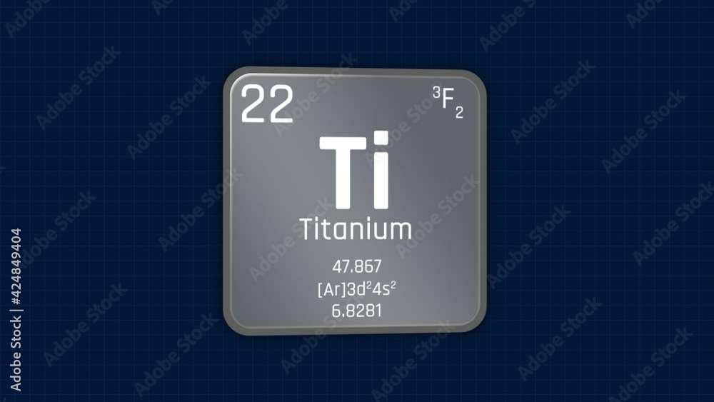 Titanium or Ti Element Periodic Table Animation on Grid Background and ...