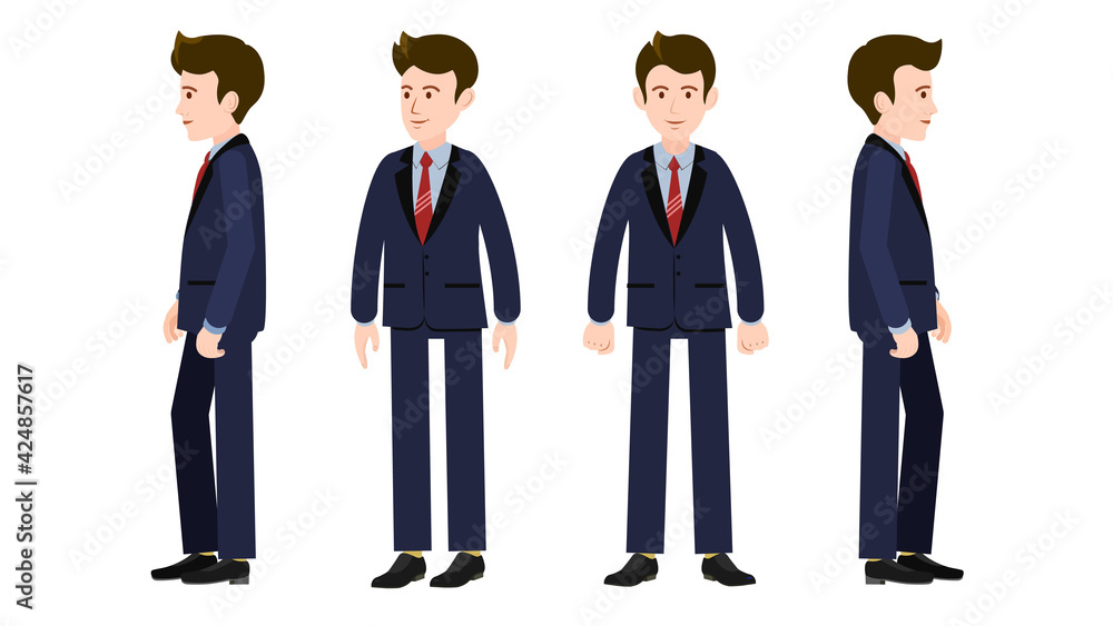 A person in profile and full face. Front view. Side view. Man sideways ...