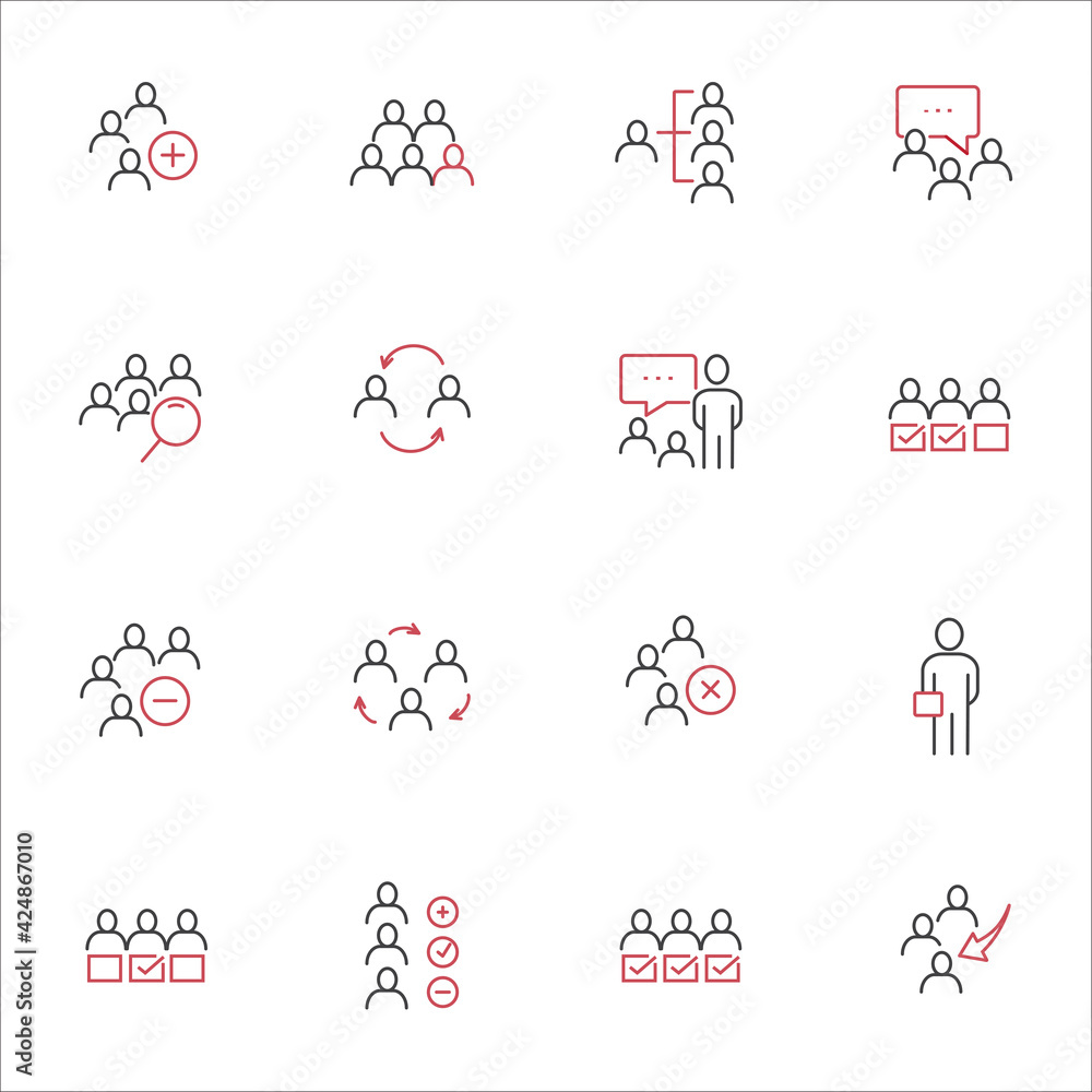 Simple Set of Team Work Related Vector Line Icons. Contains such Icons as Team Setup ...