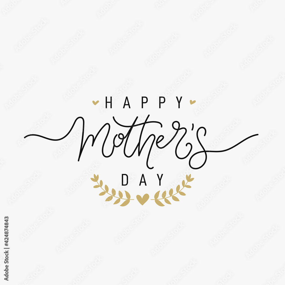 Happy Mother S Day Greeting Card Black Calligraphy Inscription With