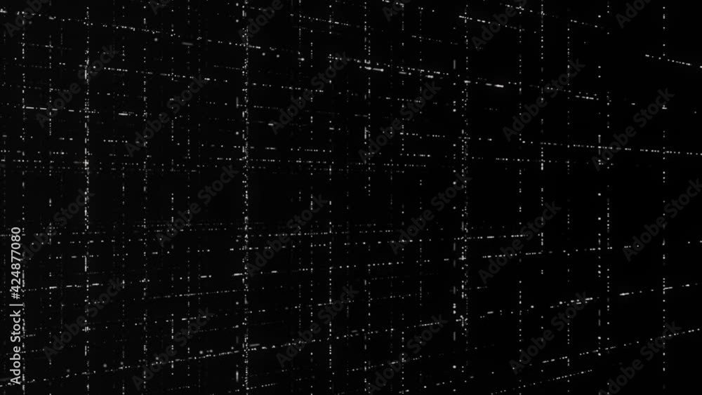 Abstract orderly movement of energy white impulses isolated on black ...