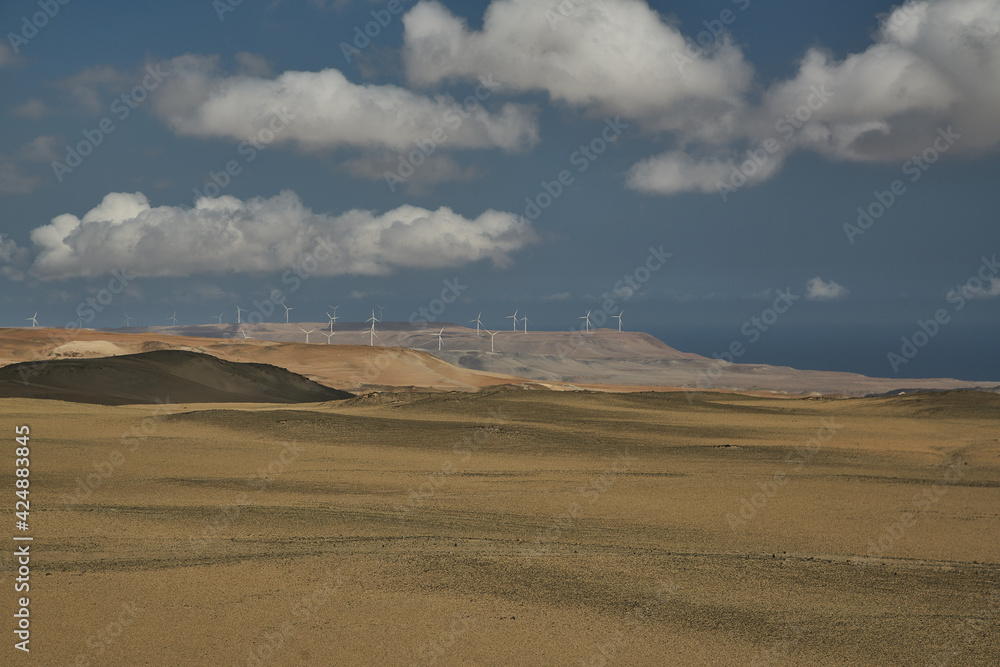 Torres eólicas de San Juan de Marcona, Nazca, Perú. Stock Photo | Adobe ...