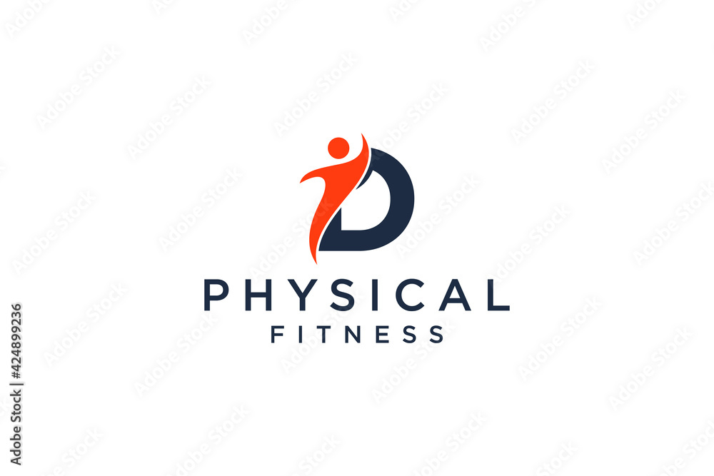 alphabet letter D for fitness logo vector icon design and Barbell ...