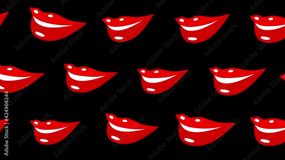 Hand drawing animation animated lips kiss. Cartoon looping animation in ...