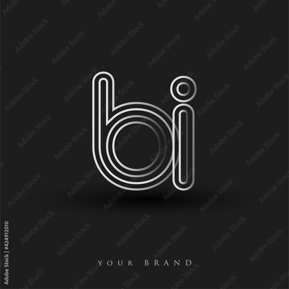 initial logo BI colored black and white with striped composition and ...