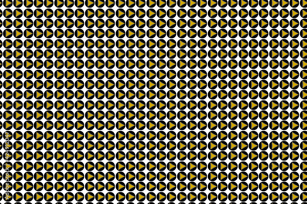 Círculos negros con triángulo interior amarillo ordenados en vertical y ...