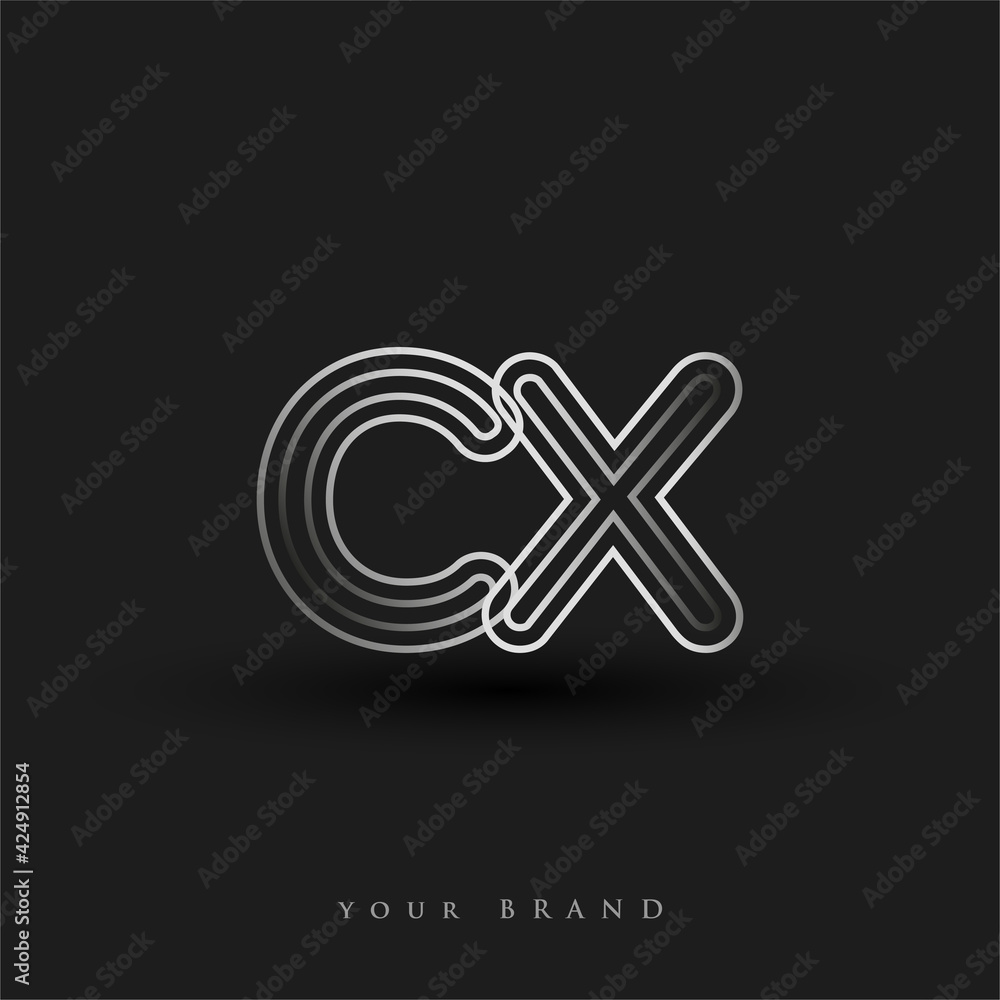 initial logo CX colored black and white with striped composition and ...
