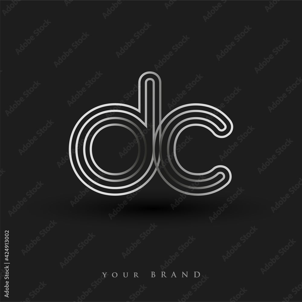 initial logo DC colored black and white with striped composition and ...