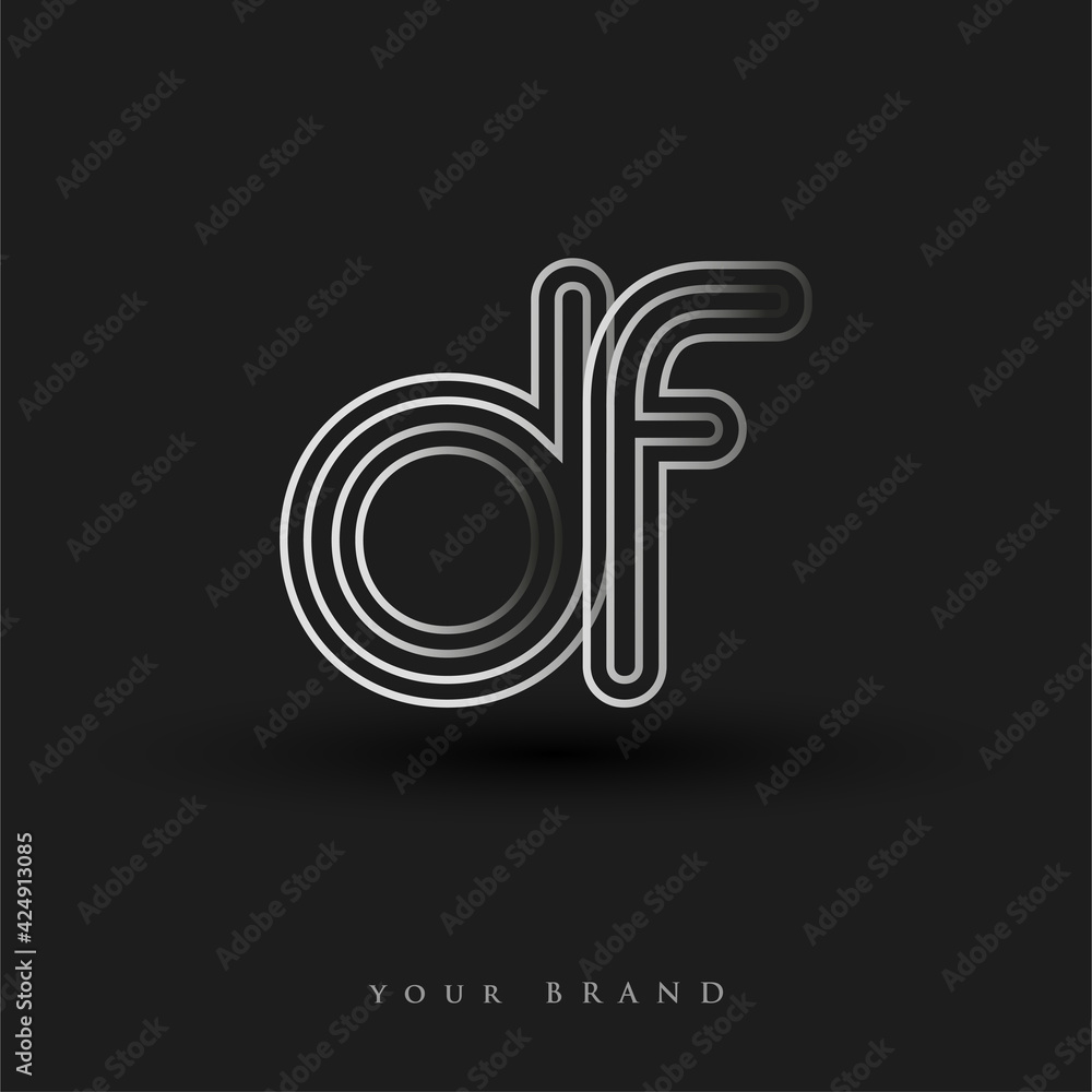 initial logo DF colored black and white with striped composition and ...