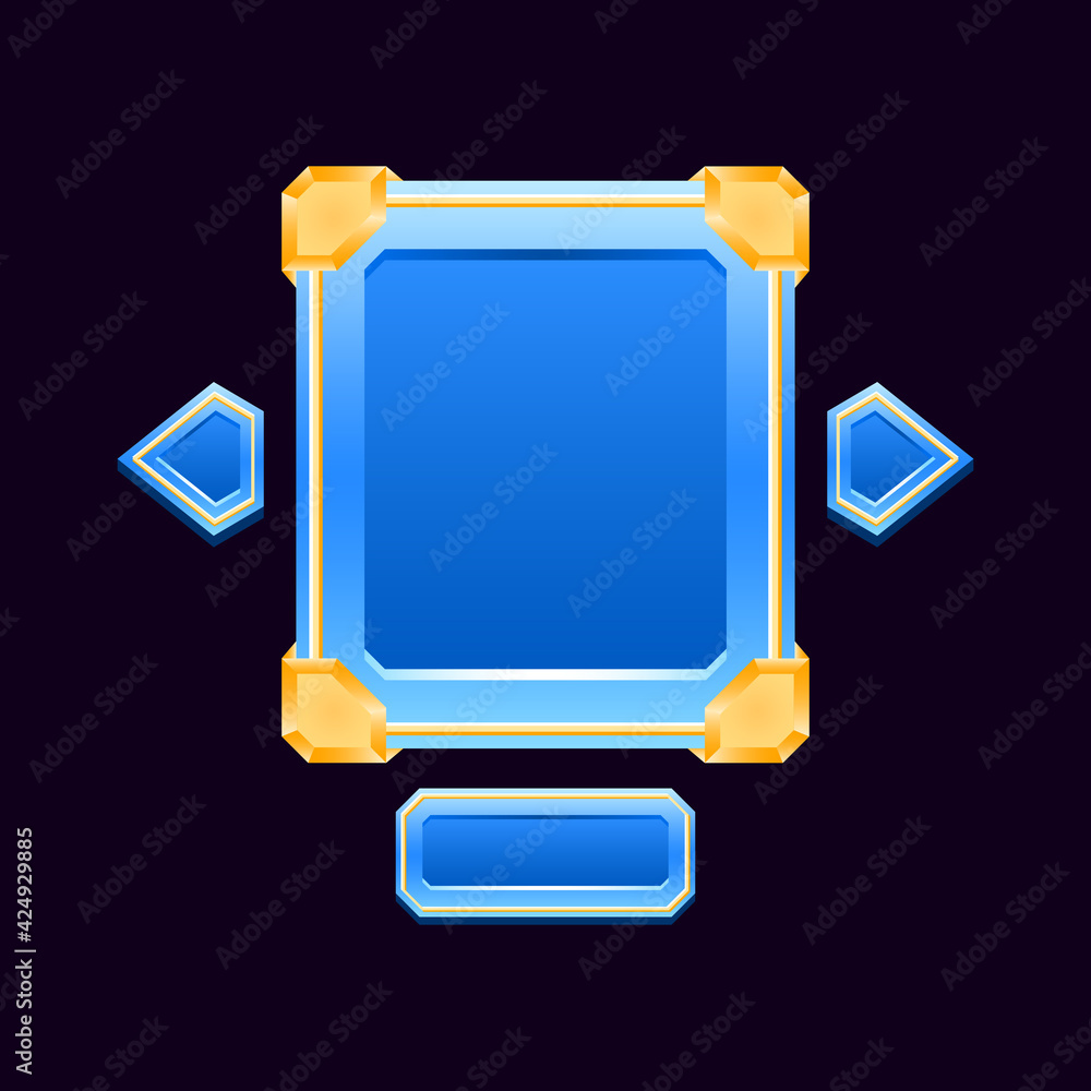 set of futuristic golden diamond game ui board pop up for gui asset ...
