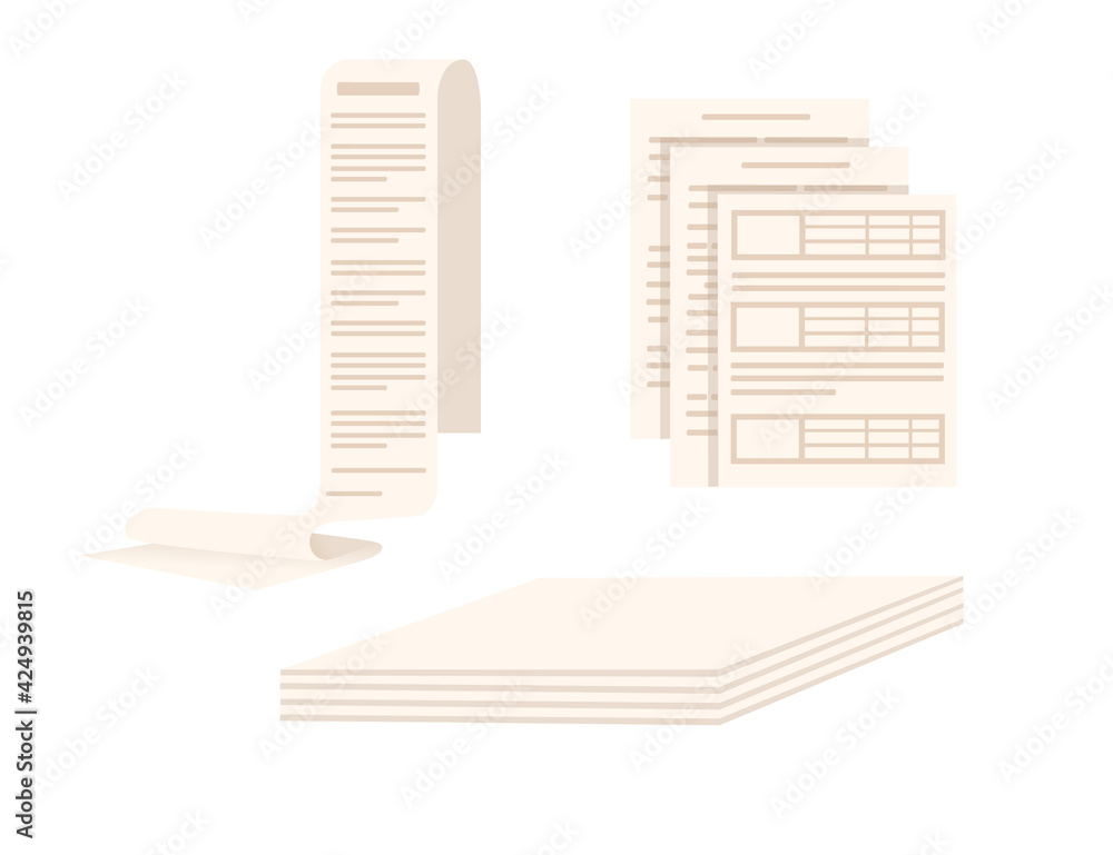 Set of paper documents payment bills and blanks vector illustration ...