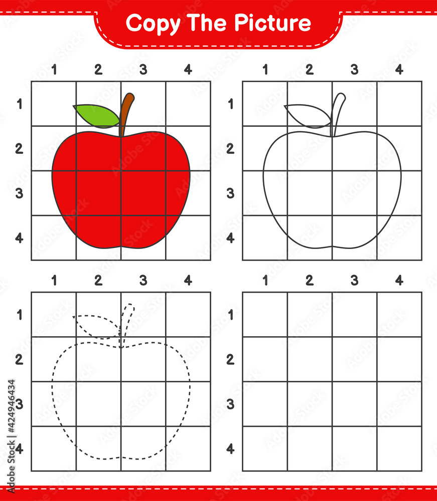 Copy the picture, copy the picture of Apple using grid lines ...