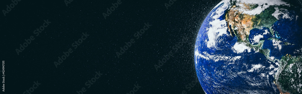 Planet earth globe view from space showing realistic earth surface and ...