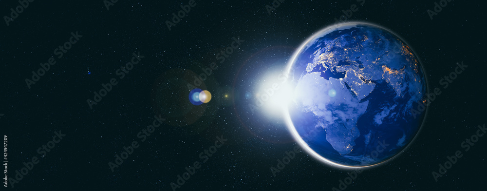 Planet earth globe view from space showing realistic earth surface and ...