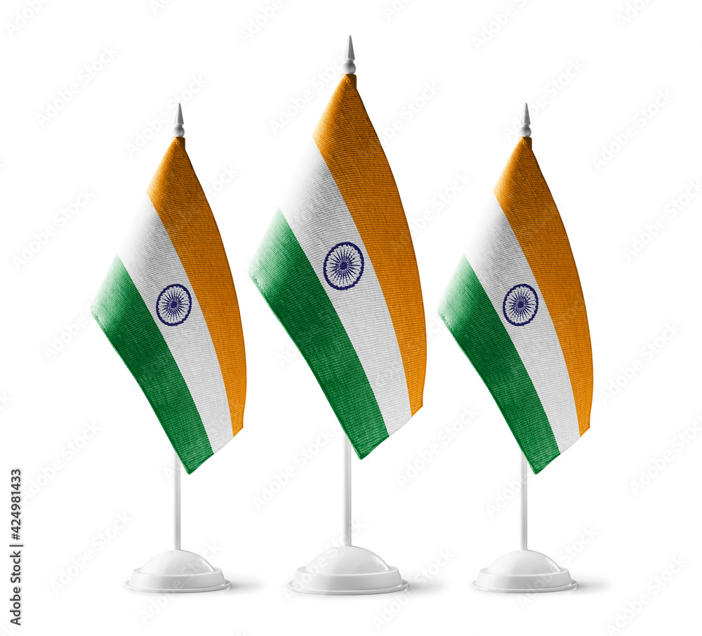 Small national flags of the India on a white background Stock Photo ...