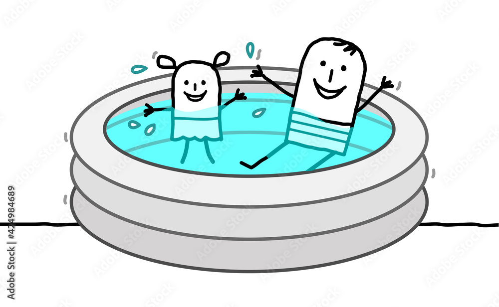 Cartoon People having fun in a Swimming-pool Stock Vector | Adobe Stock