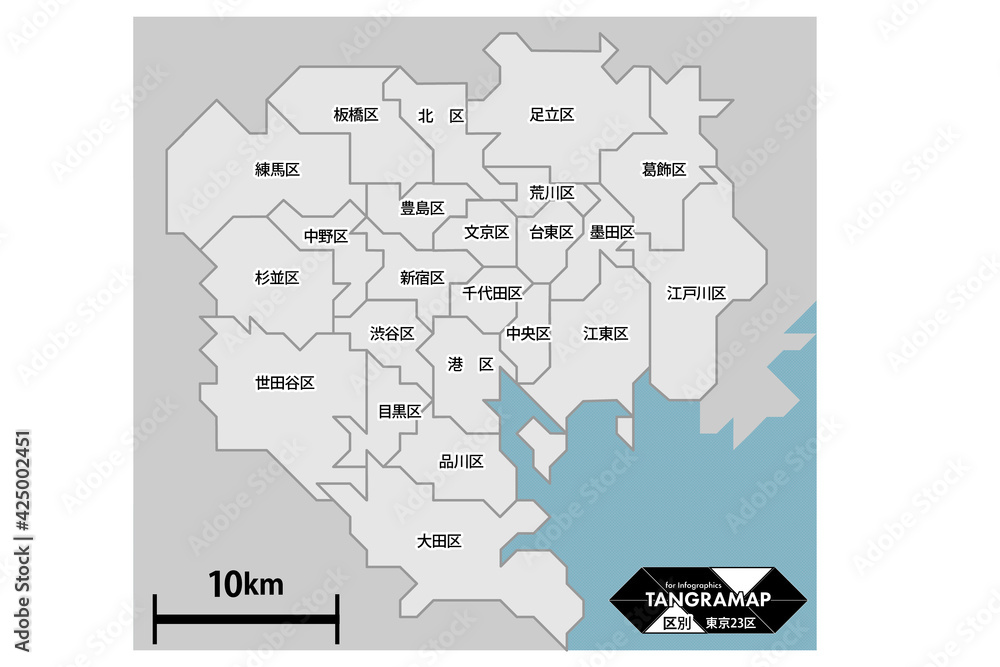 23ku tokyo map gray Stock-Vektorgrafik | Adobe Stock
