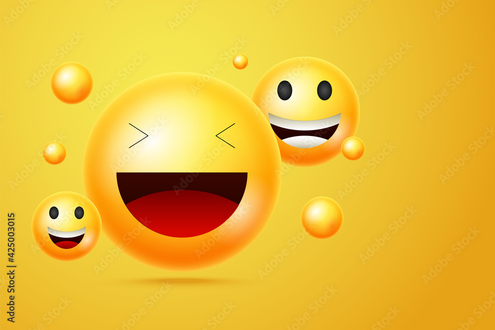 Yellow smileys vector background. Emoticons or smileys with funny and ...
