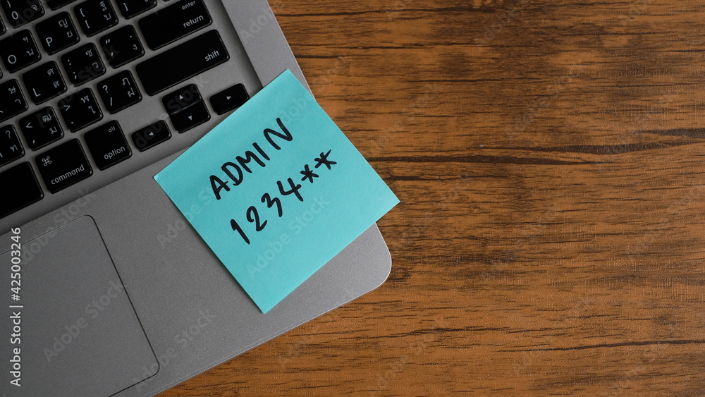 Strong and weak easy Password on laptop background. Stock Photo | Adobe ...