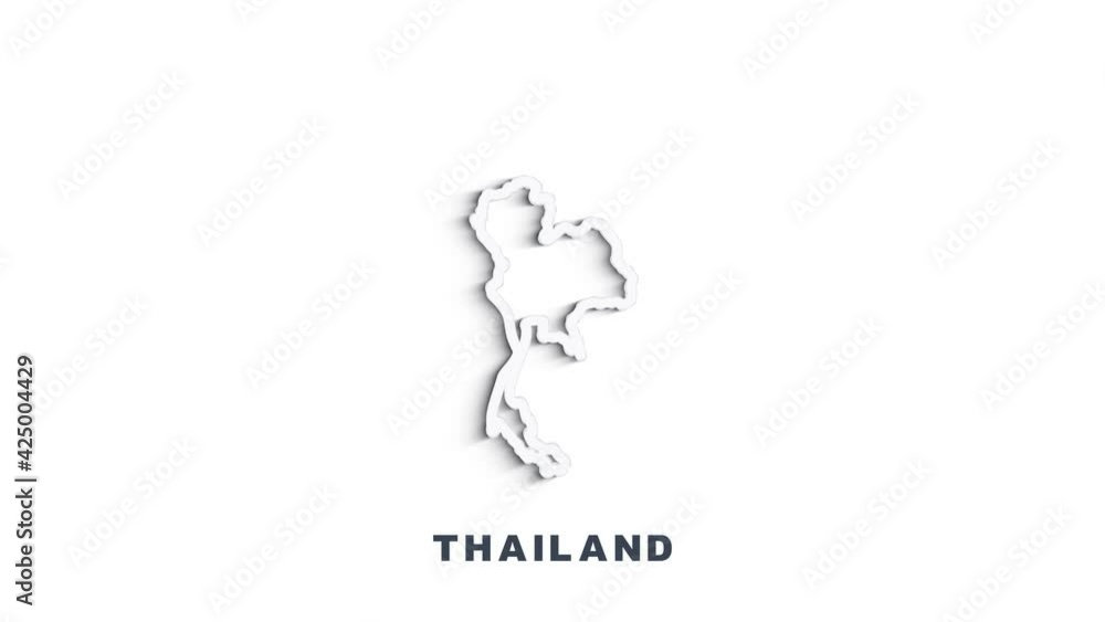 Line animated map showing the state of Thailand. 2d map of Thailand. 4k ...