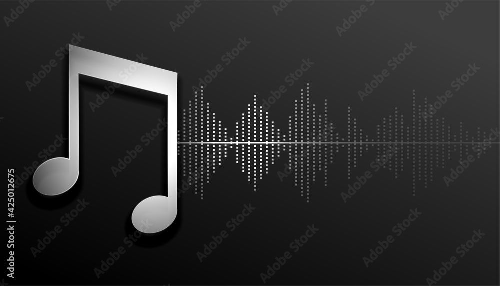 music notes with sound wave frequency background Stock Vector | Adobe Stock