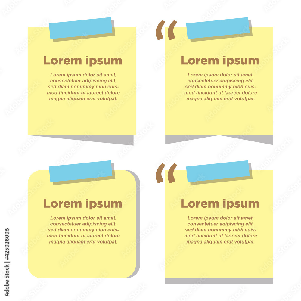 sticky notes vector set , notes for qoutes, task markers and reminders ...
