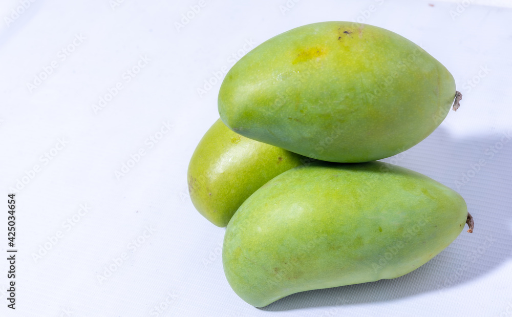 Mango fruit asian delicious sweet mango with leaves isolated on white ...