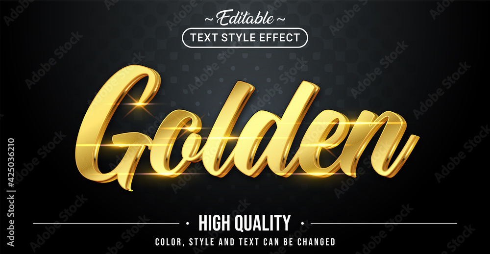 Editable text style effect - Golden text style theme. Stock Vector ...