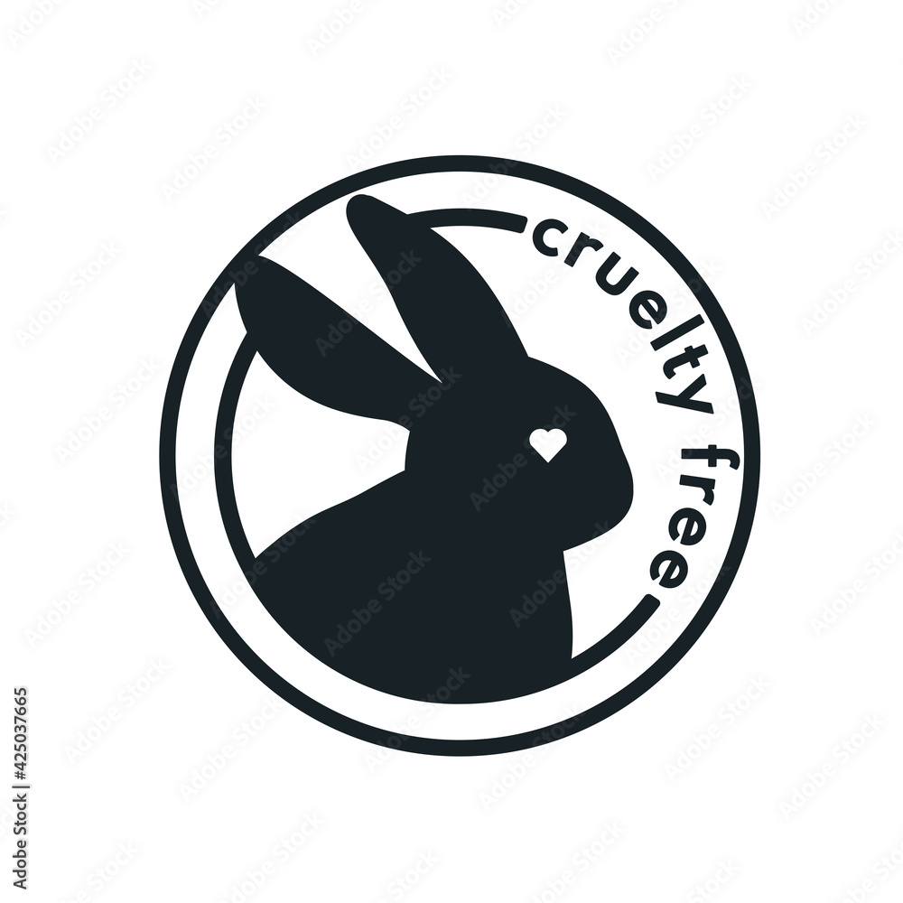 Cruelty free icon with green bunny. No animal testing logo. Simple ...
