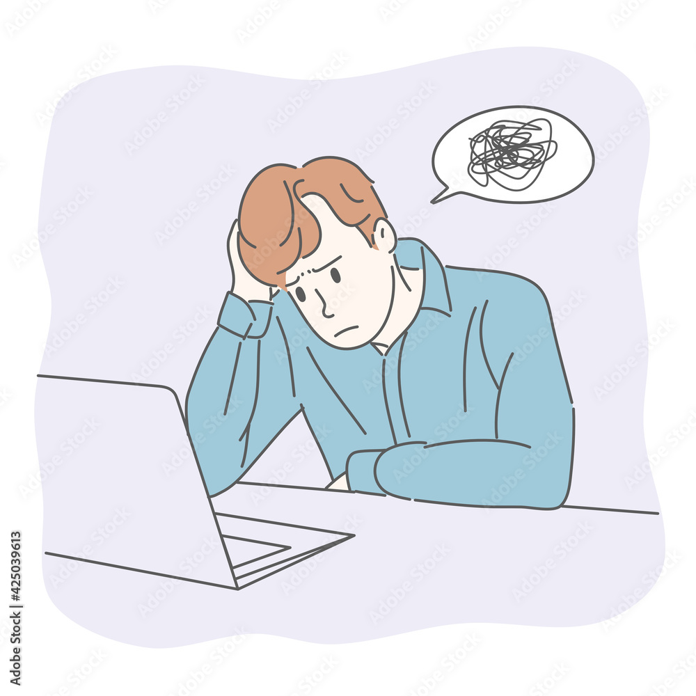 Confused Man Computer