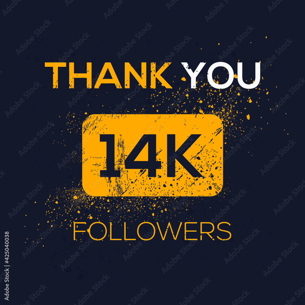 Vetor de Creative Thank you (14k, 14000) followers celebration template ...