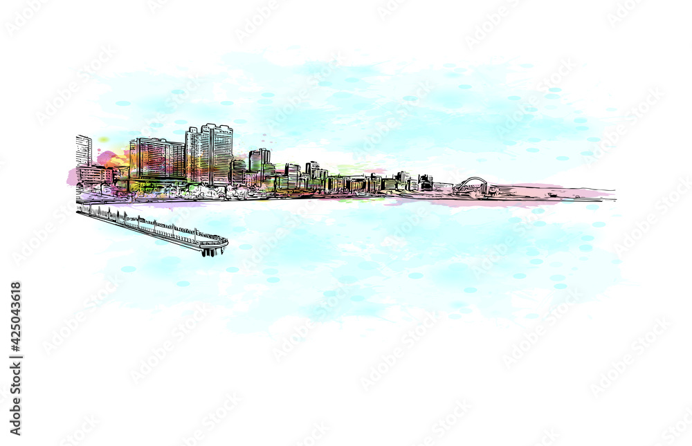 Building view with landmark of Durban is the city in South Africa ...