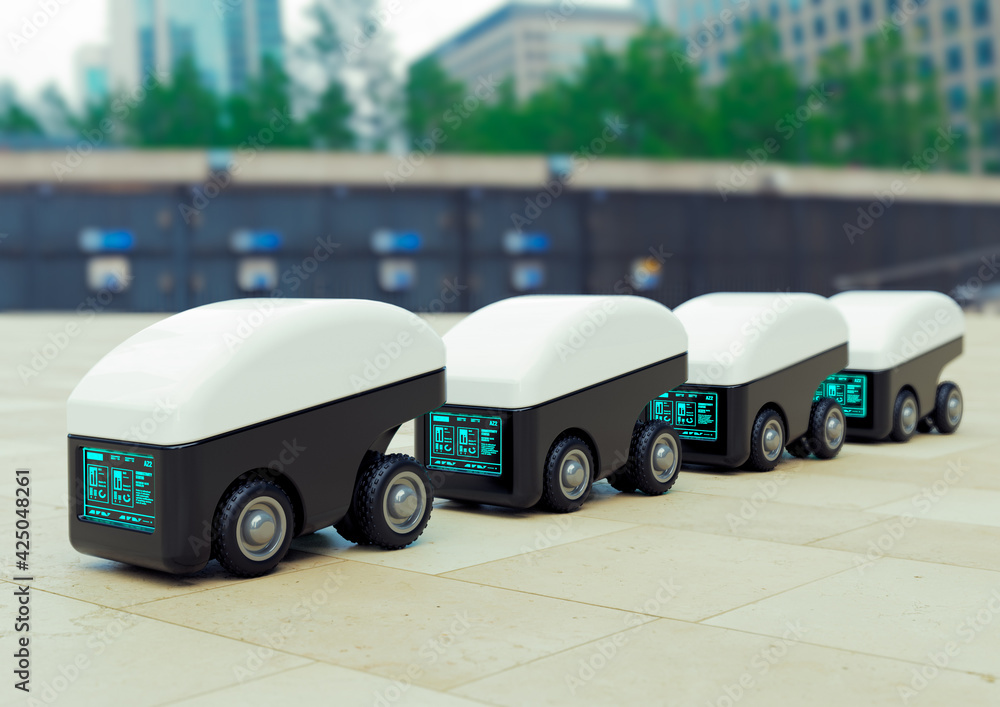 delivery robot car fleet, intelligent automaton vehicle for the ...