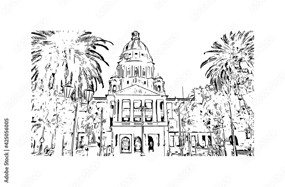 Building view with landmark of Durban is the city in South Africa. Hand ...