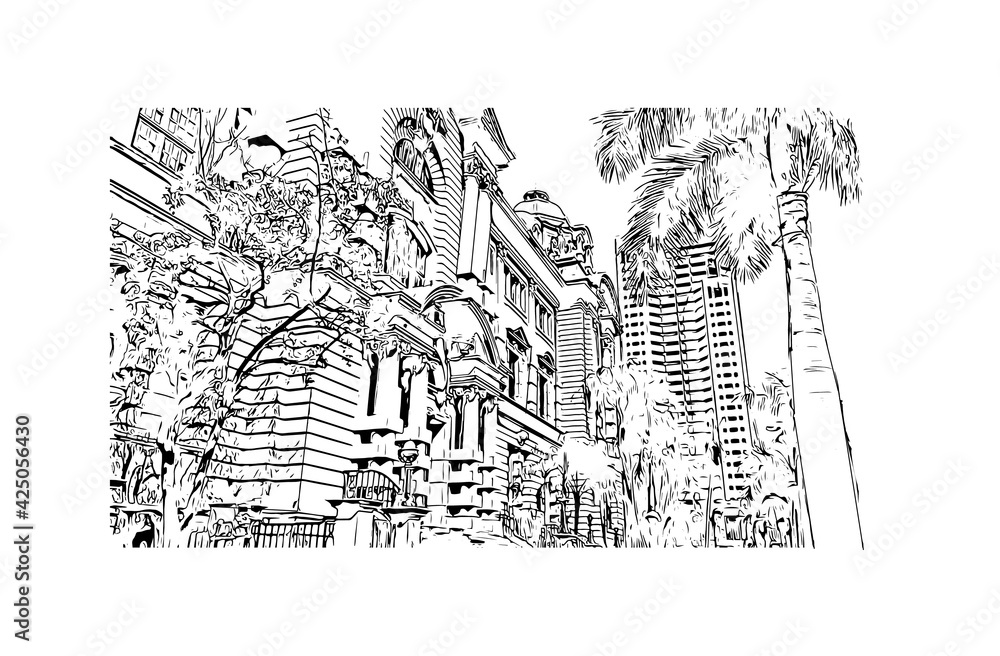 Building view with landmark of Durban is the city in South Africa. Hand ...