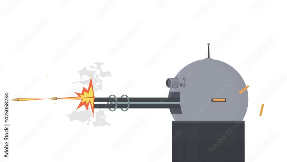 Weapon. Animation of a robotic weapon system, alpha channel. Cartoon ...