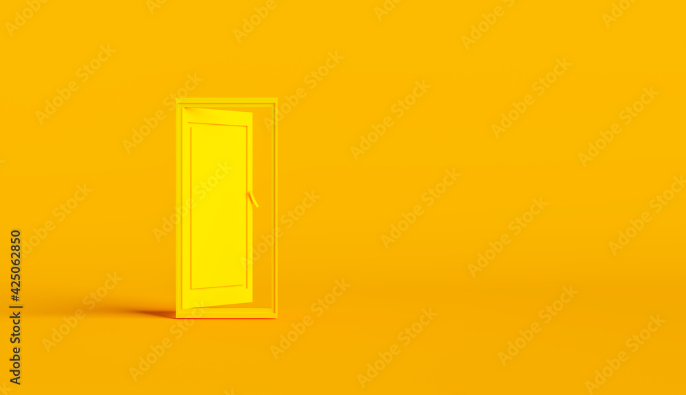 Realistic yellow door with light and yellow room Stock Illustration ...