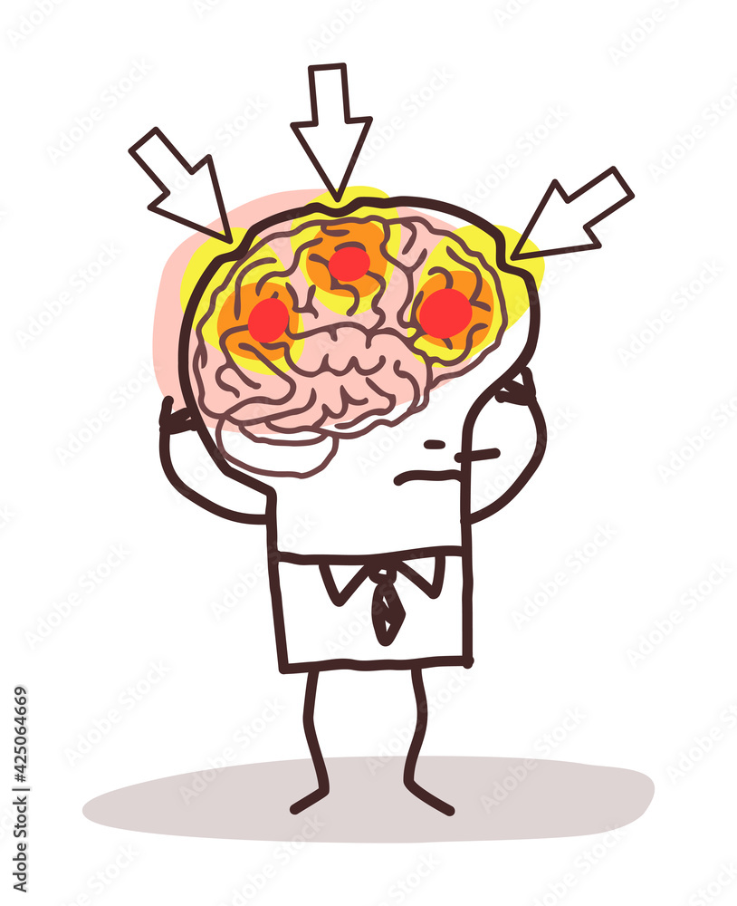 Cartoon man Suffering because of a Headache Stock Vector | Adobe Stock
