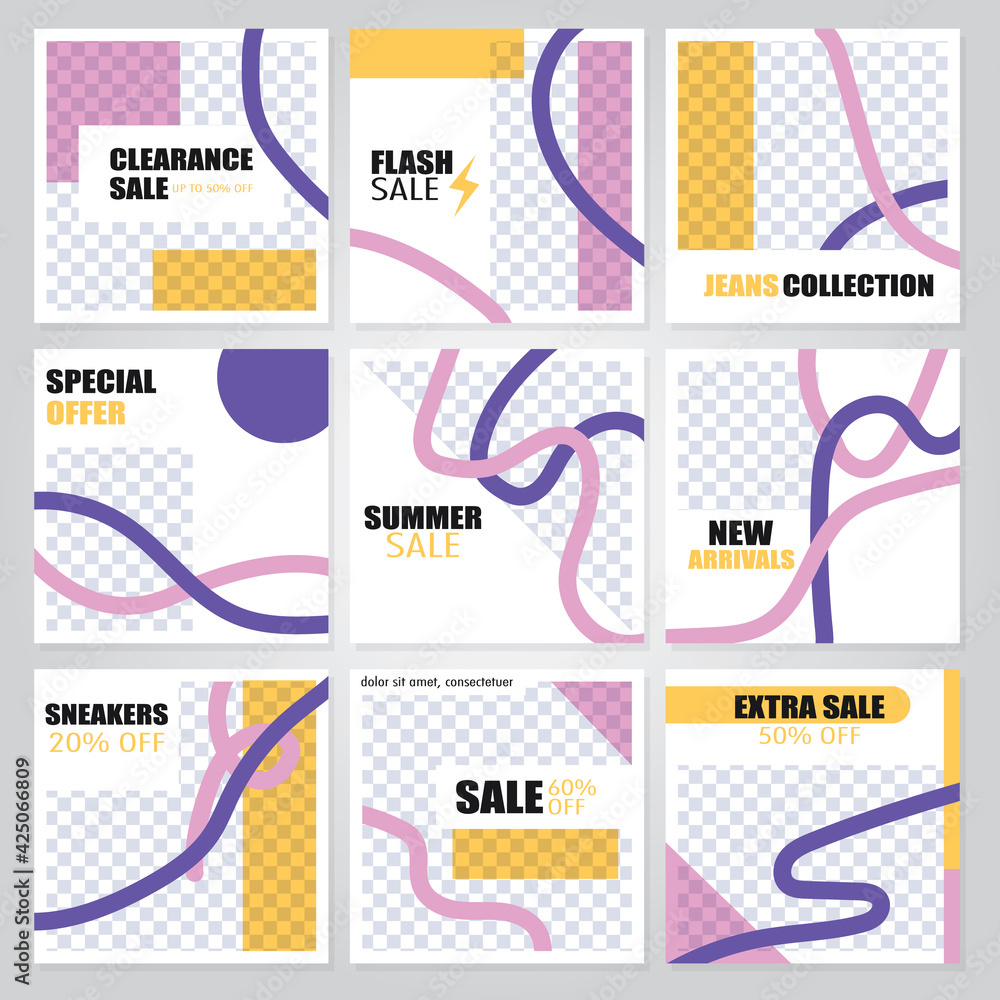 9 Slides modern promotion square web banner for social media. modern ...