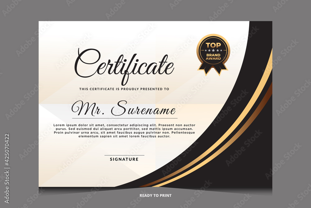 Certificate of appreciation template, gold and blue color. Clean modern ...