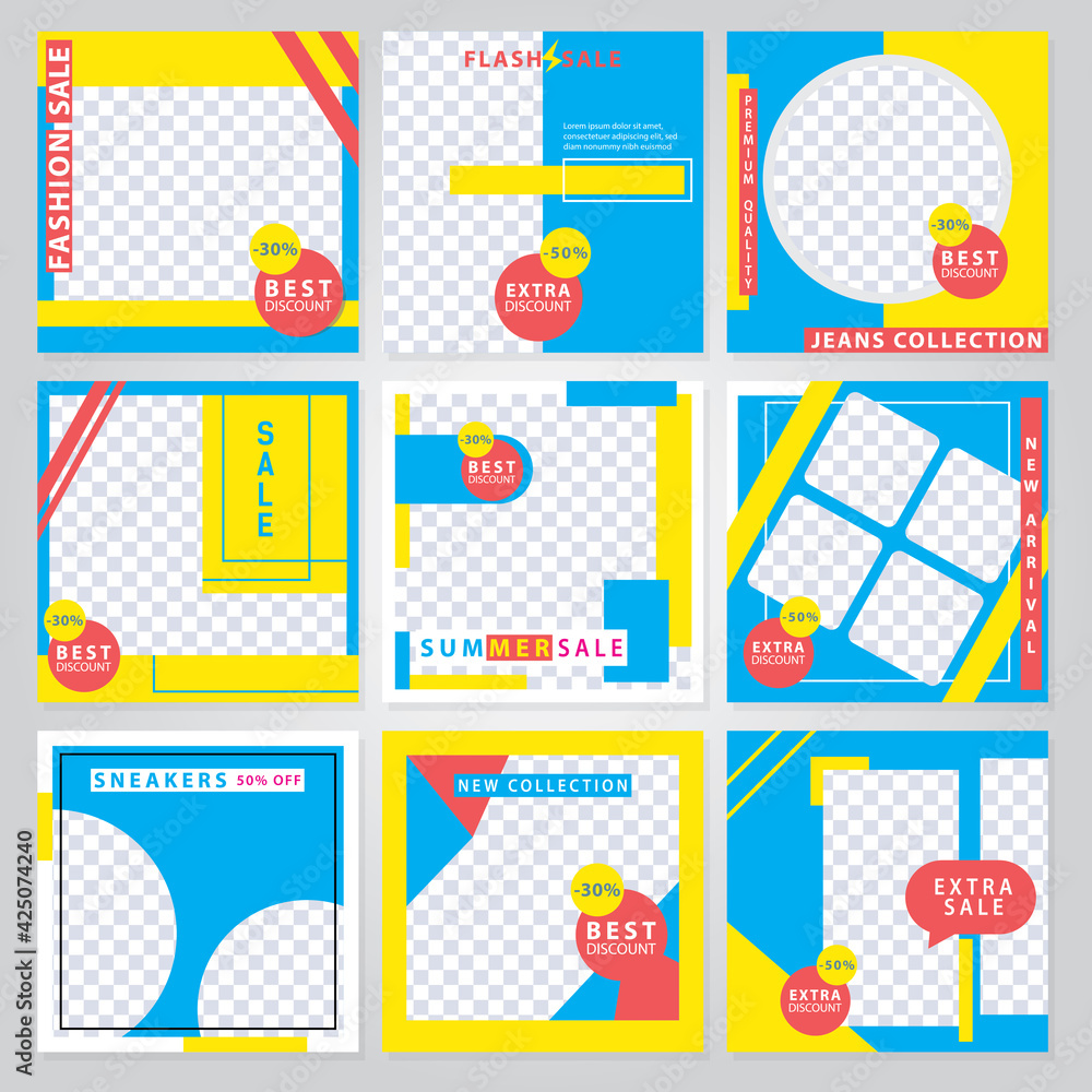 9 Slides modern promotion square web banner for social media. modern ...