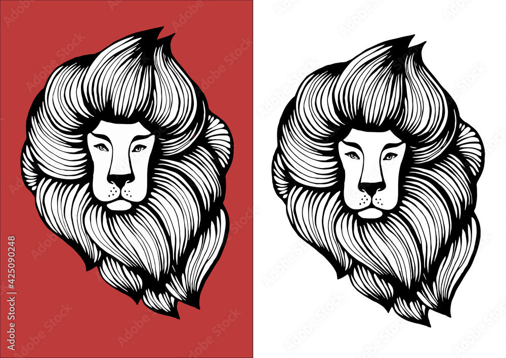 Vector Illustration of Lion head. stock vector. Hand drawn lion ...