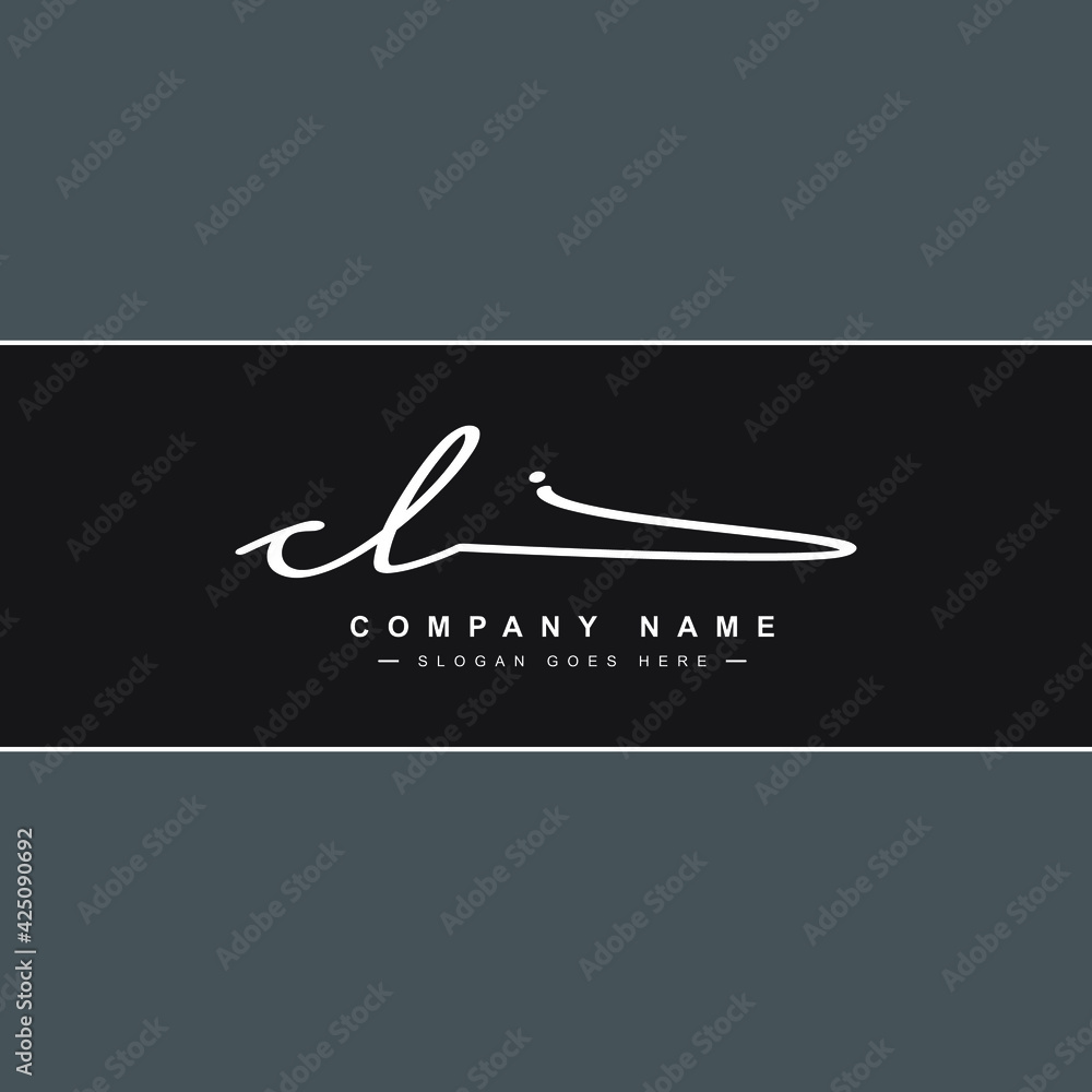 Initial Letter CL Logo - Hand written Signature Style Logo Stock Vector ...