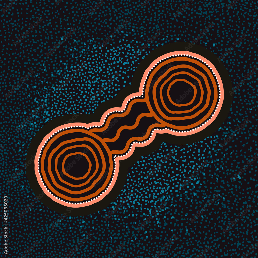 Waterholes connected with running water - Aboriginal symbol art Stock ...